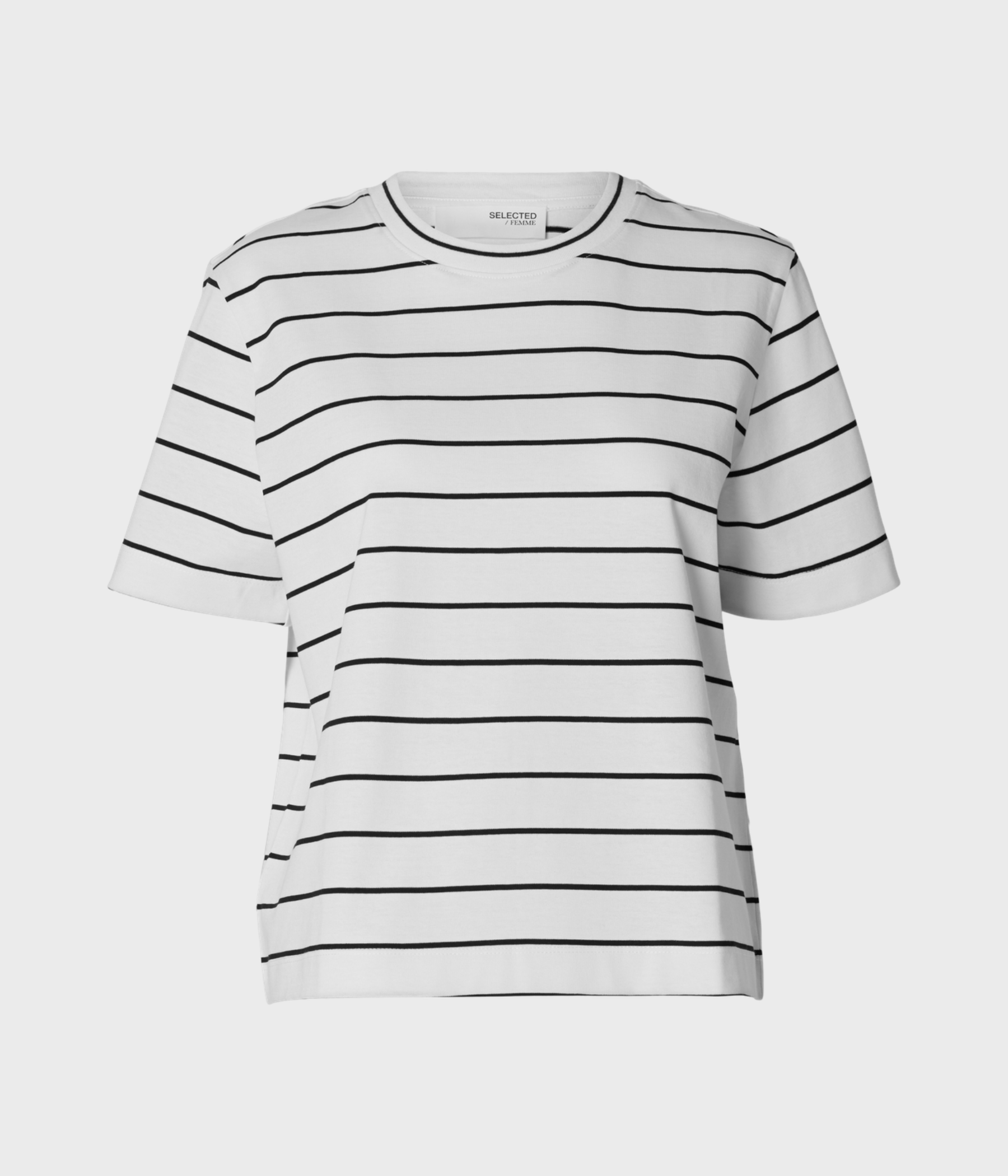 SLFESSENTIAL SS STRIPED BOXY TEE NOOS (Bright White Stripes:BLACK - WI